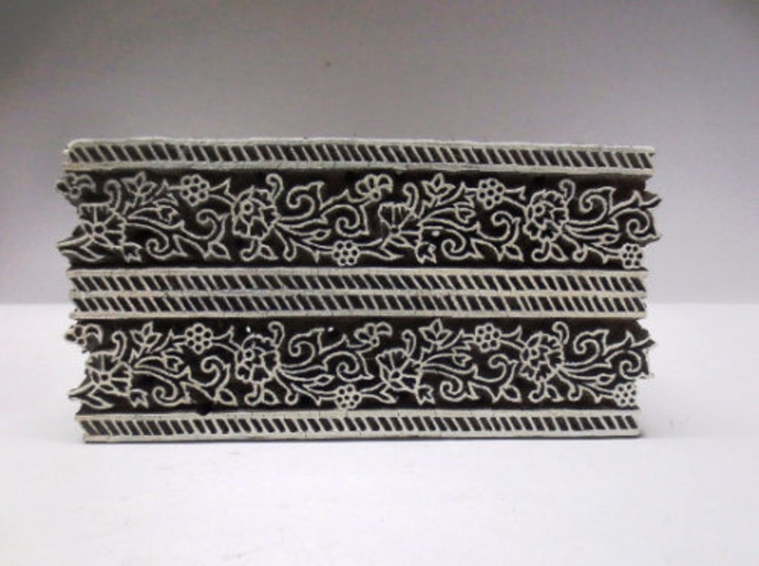 Indian Wooden Hand Block Print Stamp Antique Fine Floral Border Large ...