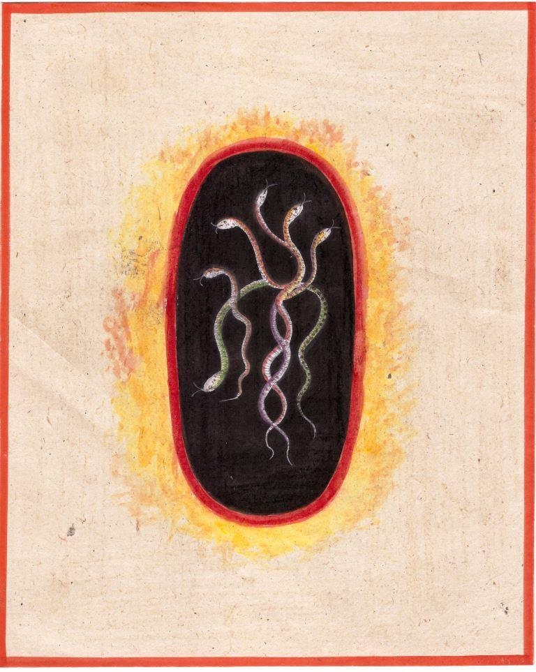 Tantra Painting on Old Paper Indian Spiritual Art Cosmic Energy Art ...