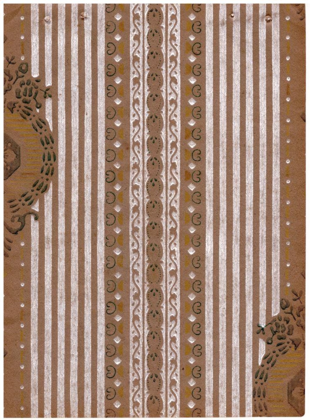 Vintage Print Hand Colored Wallpaper Catalogue Design Pattern Sample No ...