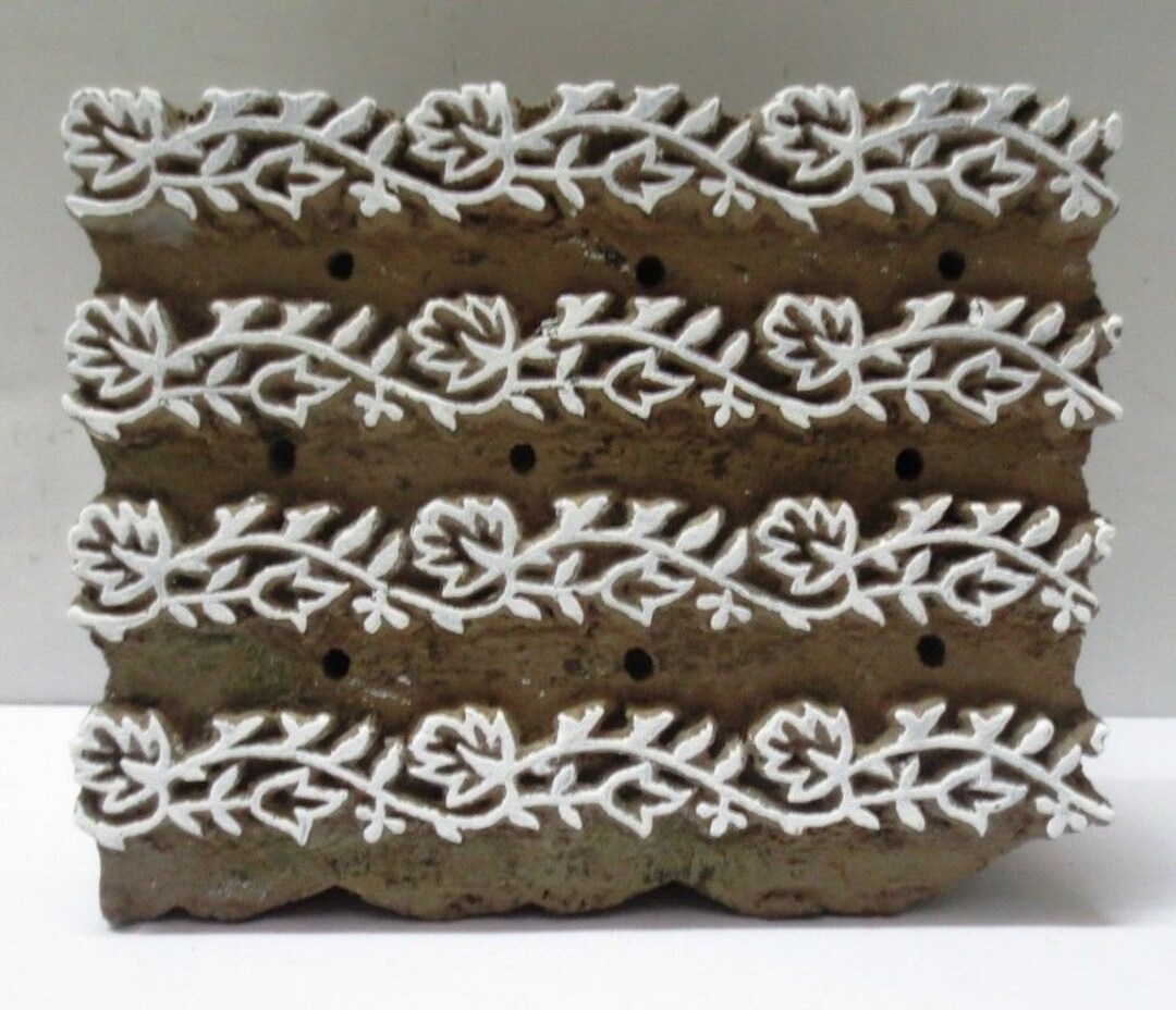 Indian Vintage Hand Curved Wooden Hand Block Printing Design Craft ...