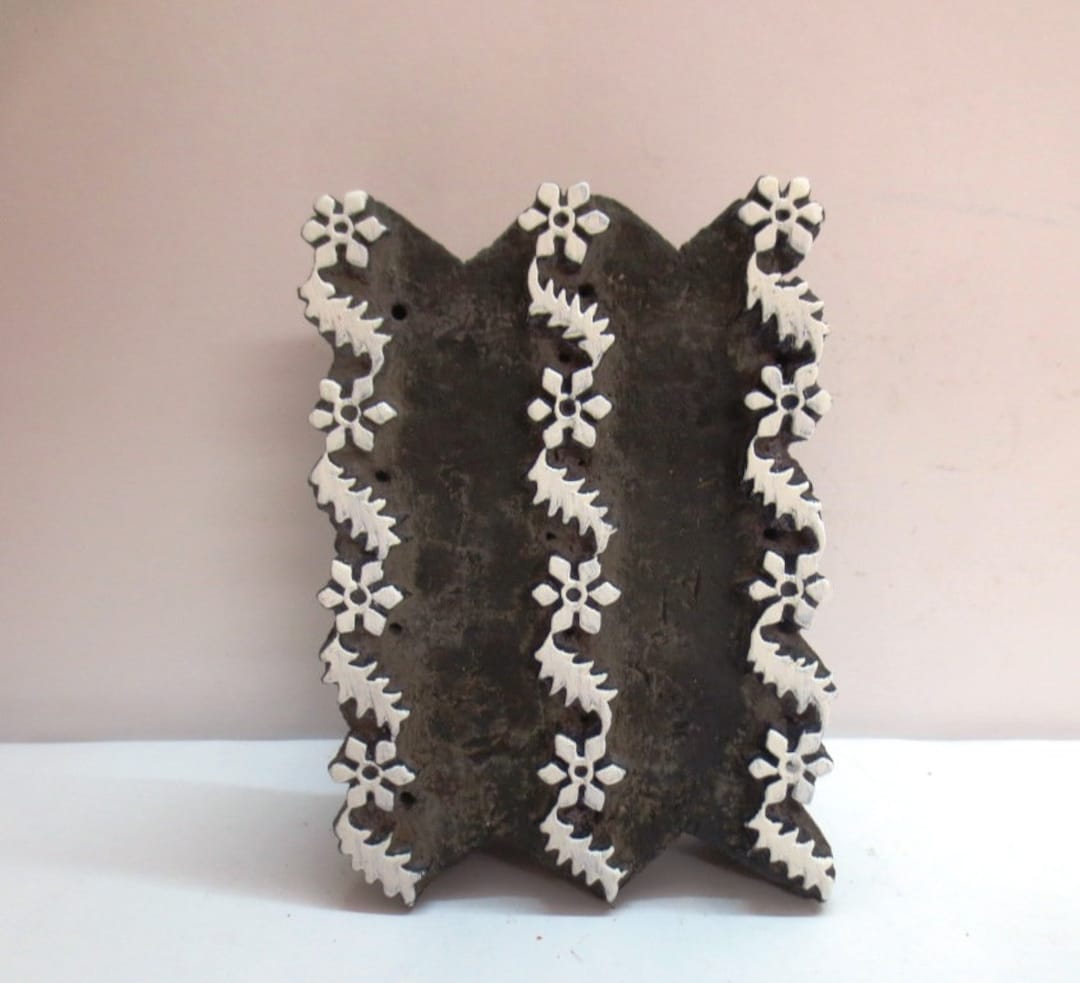 Indian Wooden Block Hand Carved Textile Printing Fabric Block Stamp ...