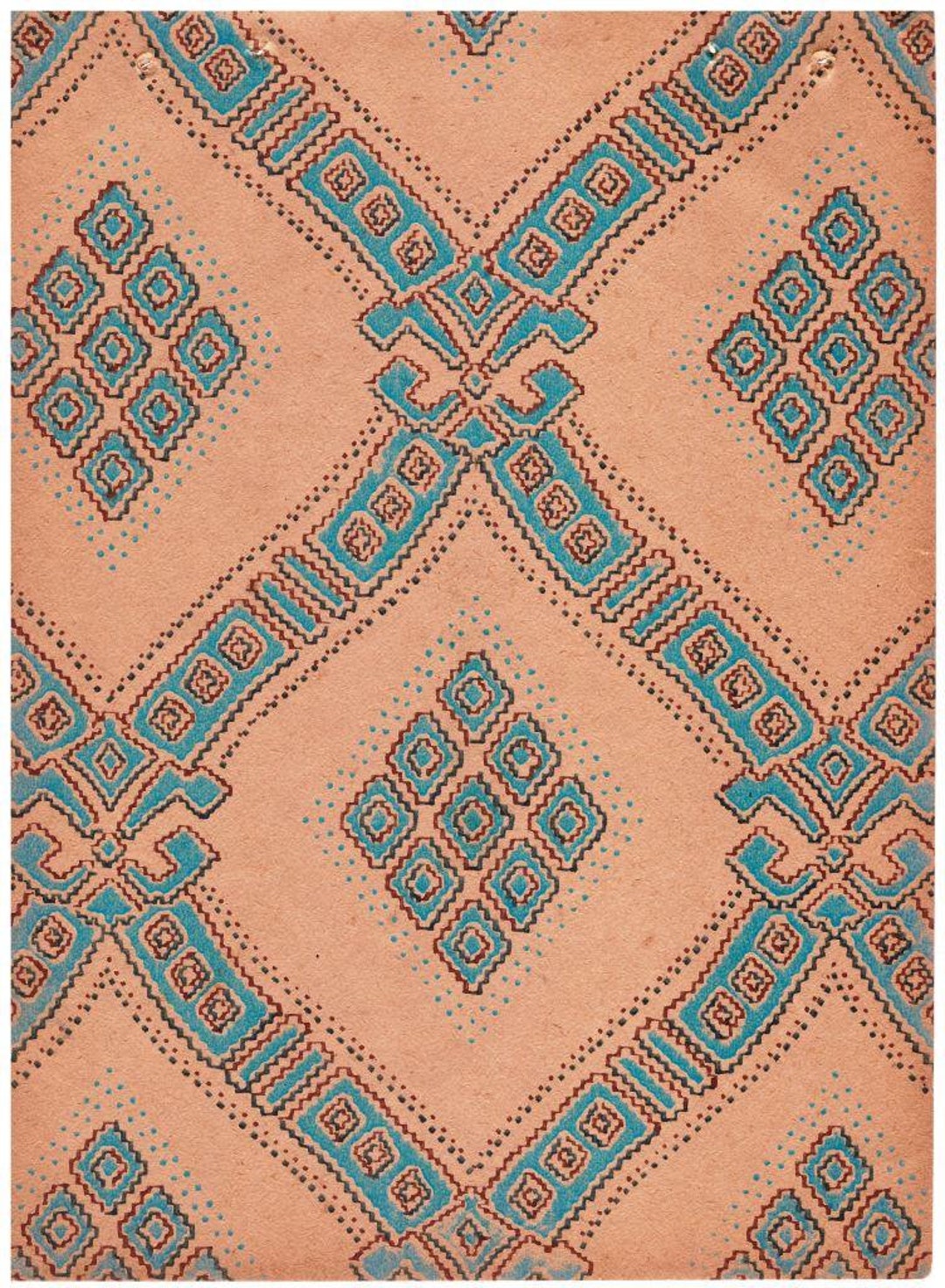 Vintage Print Hand Colored Wallpaper Catalogue Design Pattern Sample No ...