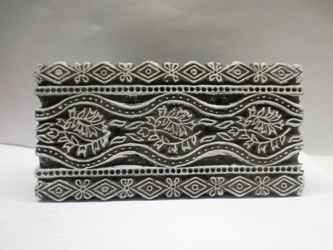 Indian Wood Hand Block Print Stamp Bold Carving Ethnic Border - Etsy