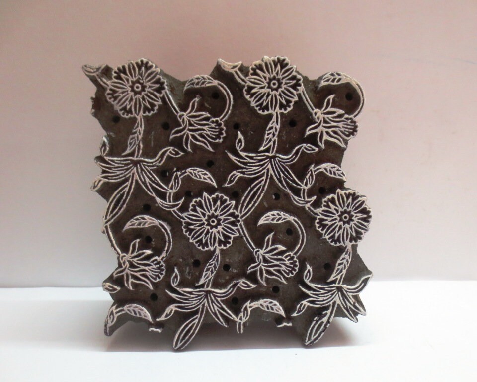 Wooden Stamp Block Indian Design Vintage Craft Wooden Block Hand Curved ...