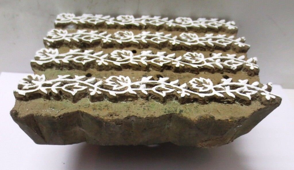 Indian Vintage Hand Curved Wooden Hand Block Printing Design Craft ...