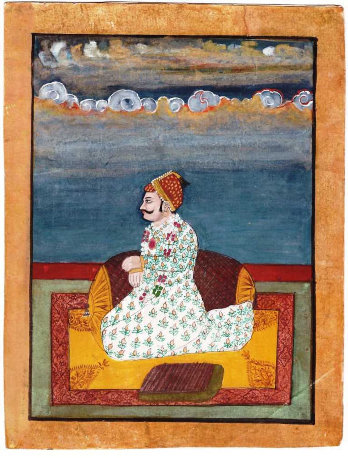 Beautiful Fine Miniature Painting of Royal Maharaja Mewar Portrait Home ...