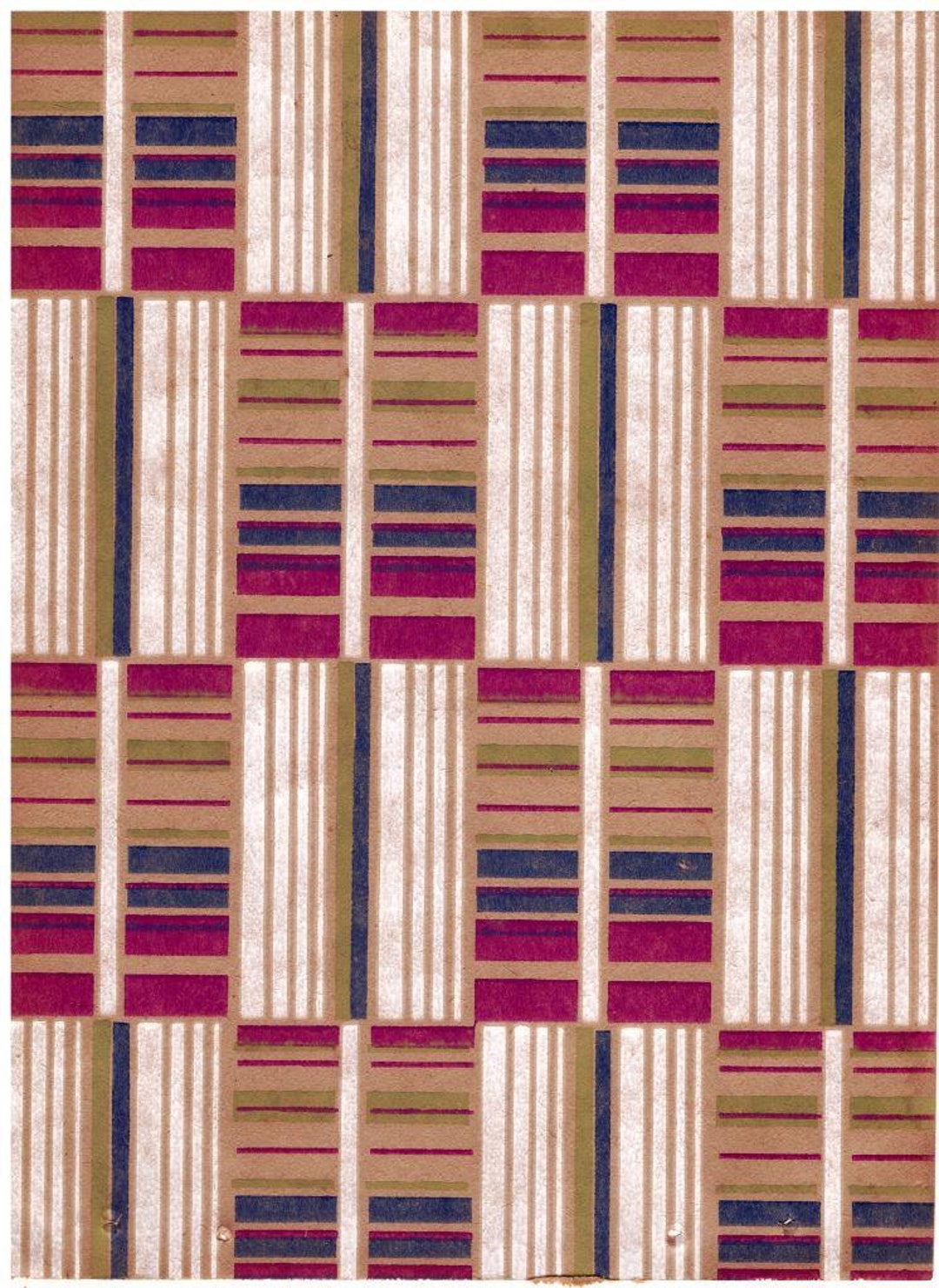 Vintage Print Hand Colored Wallpaper Catalogue Design Pattern Sample No ...