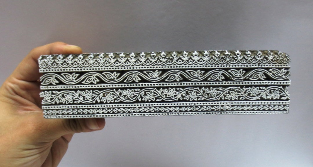 Fine Floral Carving Detailed Design Border Indian Wood Stamp, Border ...