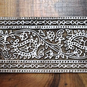Indian Wood Hand Block Print Stamp Vintage Ethnic Design Large Border ...