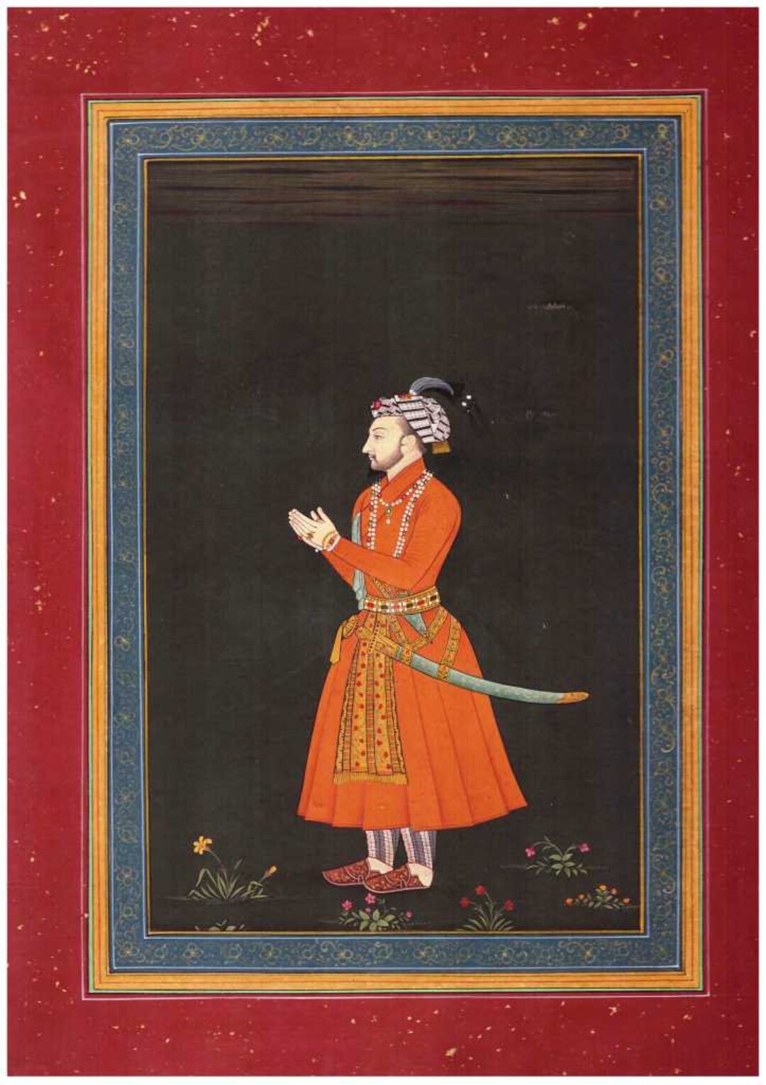 Rare Vintage Indian Miniature Painting Fine Mughal Style Royal King ...