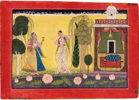 Fine Detailed Indian Miniature Painting Royal Princess With | Etsy