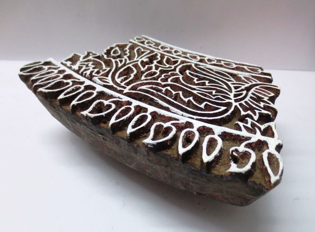 Antique Wooden Hand Block Printing Stamp Vintage Wood Carved Textile ...