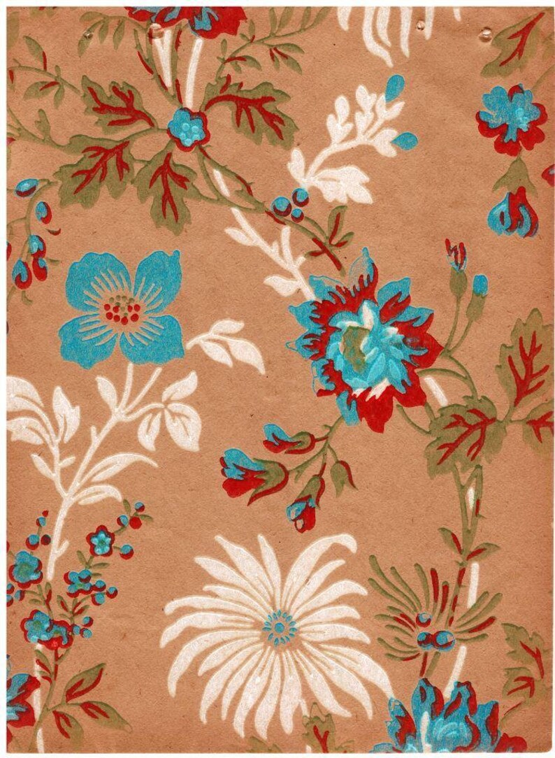 Vintage Print Hand Colored Wallpaper Catalogue Design Pattern Sample No ...