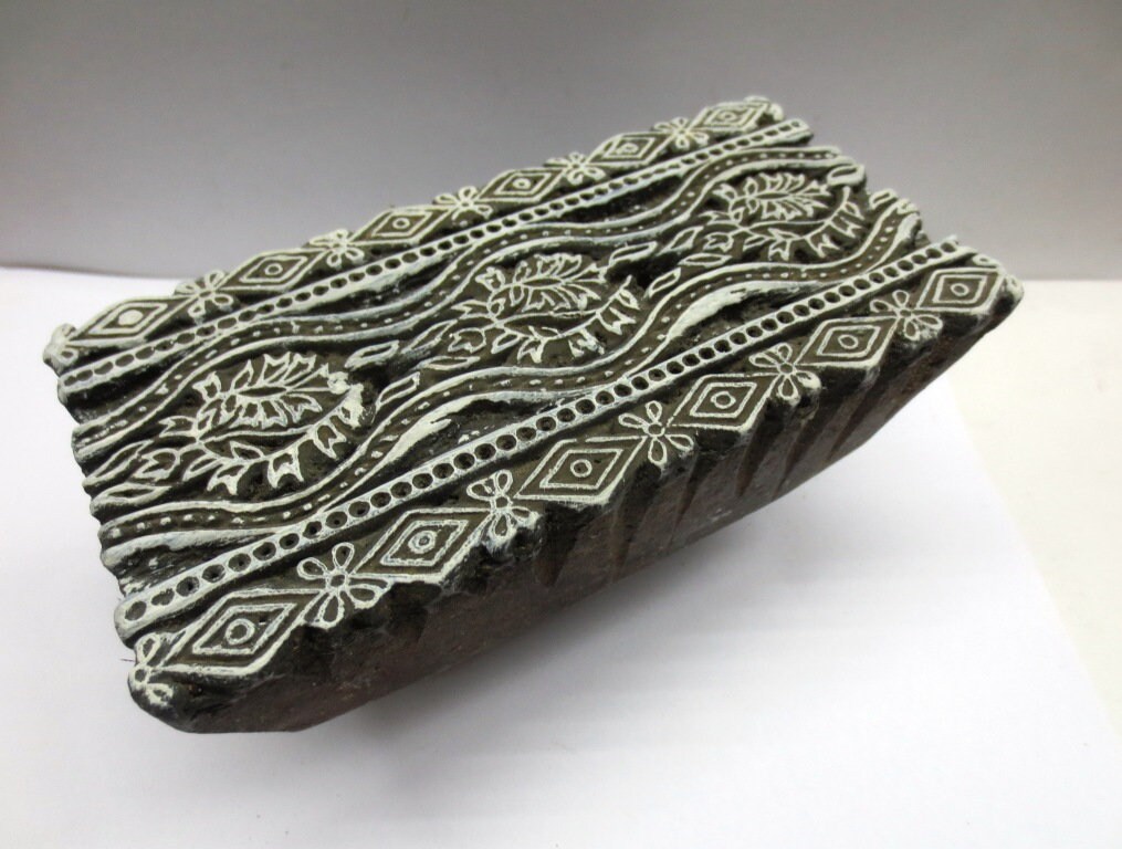 Indian Wood Hand Block Print Stamp Bold Carving Ethnic Border - Etsy