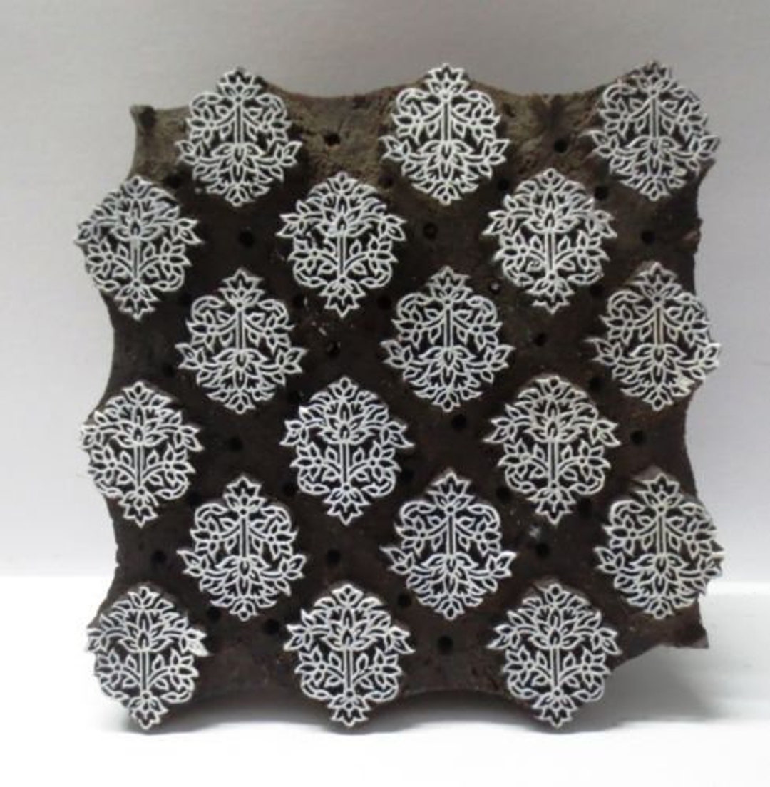 Antique Wooden Hand Block Printing Stamp Vintage Wood Carved Textile ...