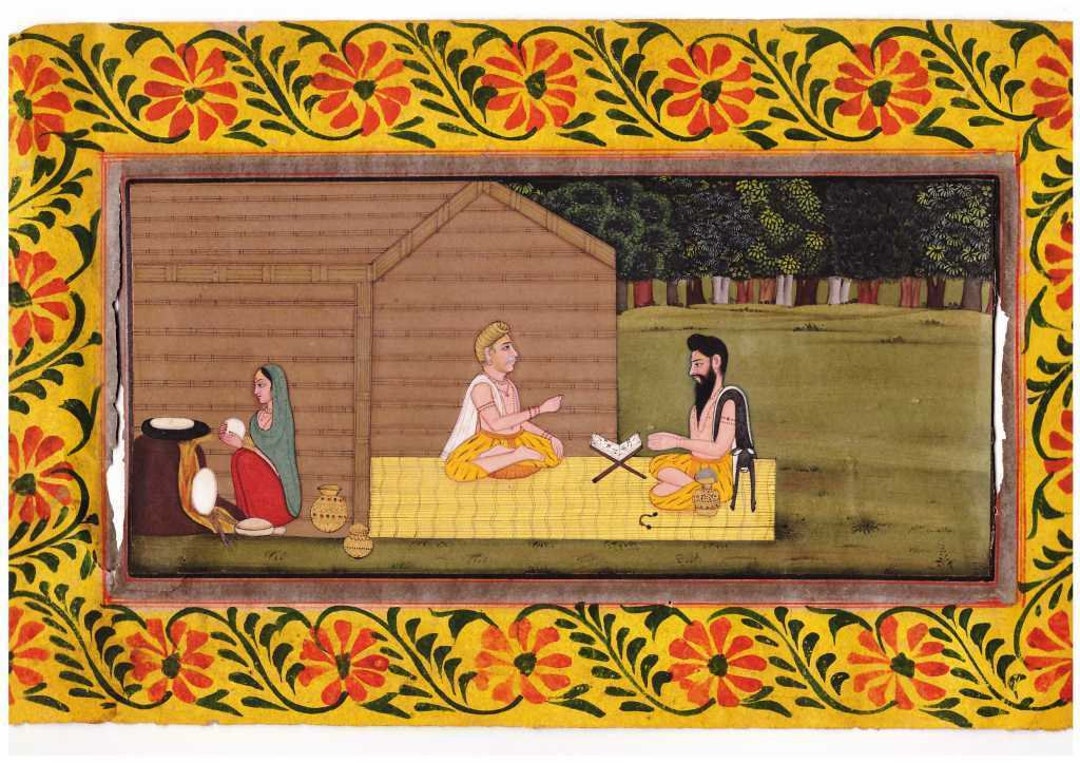 Indian Miniature Painting of Yogi Preaching His Disciple Fine Detailed ...