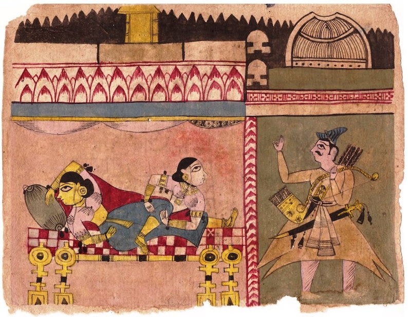 Beautiful Indian Miniature Painting Vintage Old Paper Handwritten ...