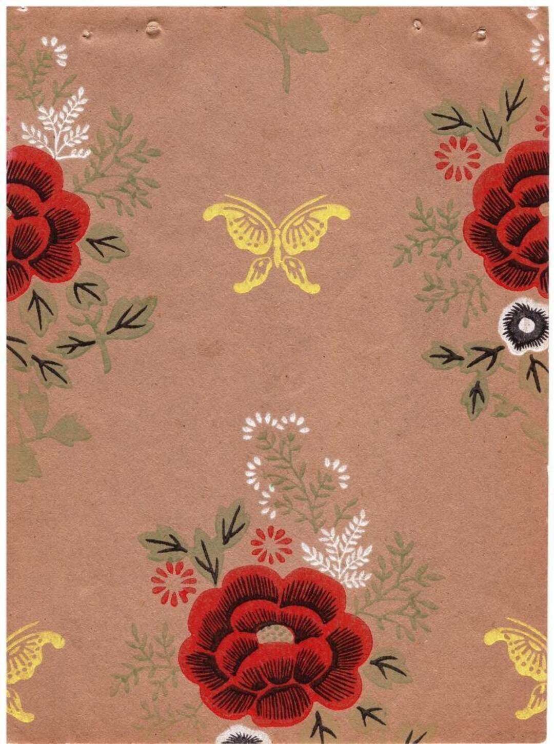 Vintage Print Hand Colored Wallpaper Catalogue Design Pattern Sample No ...
