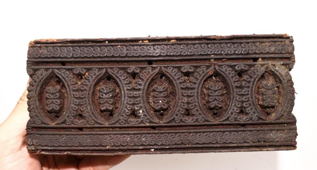 Indian Wood Hand Block Print Stamp Antique Fine Detailed Carving Borde ...