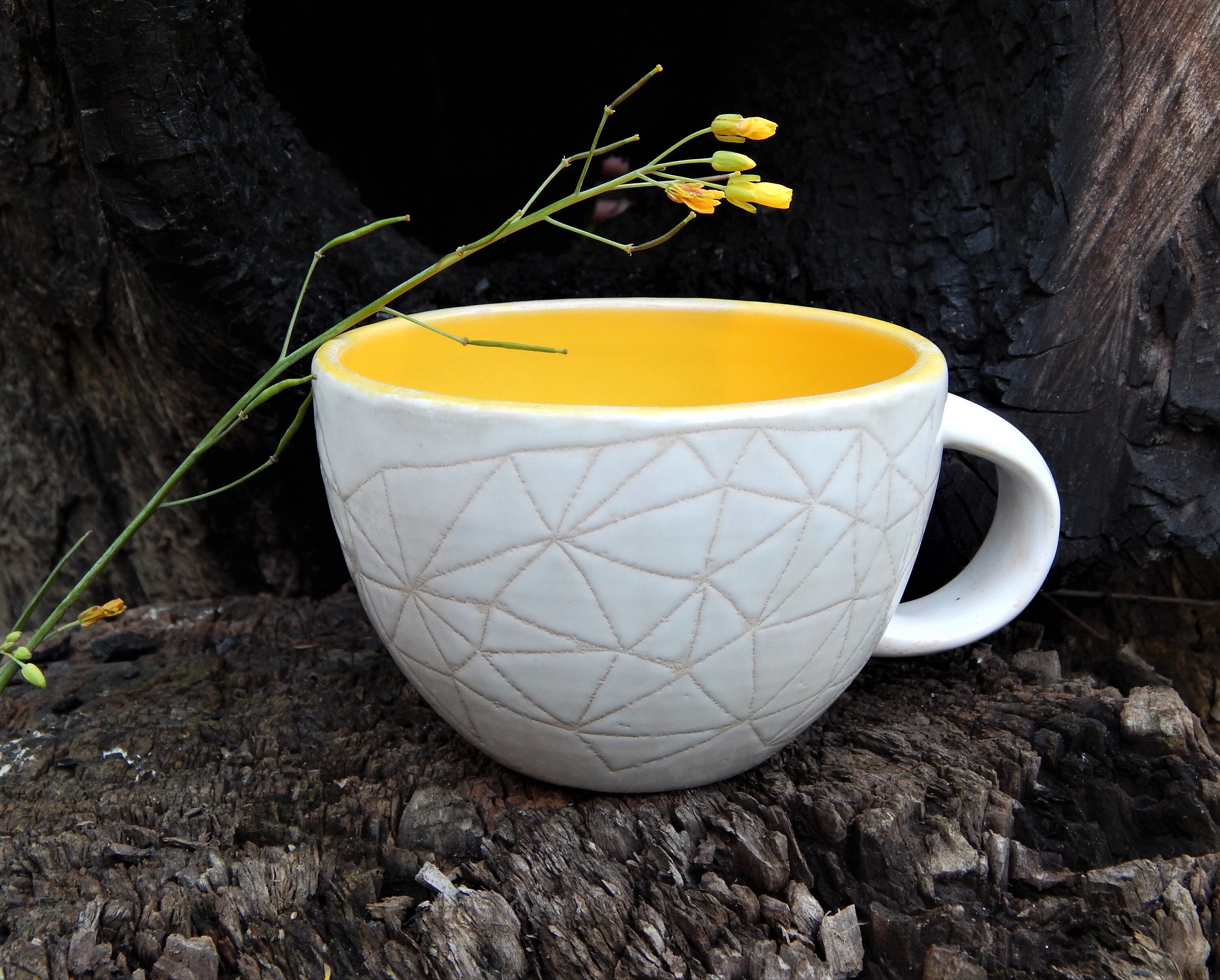 Mug With Ornament Village Cup Handmade Ceramics Gift for - Etsy