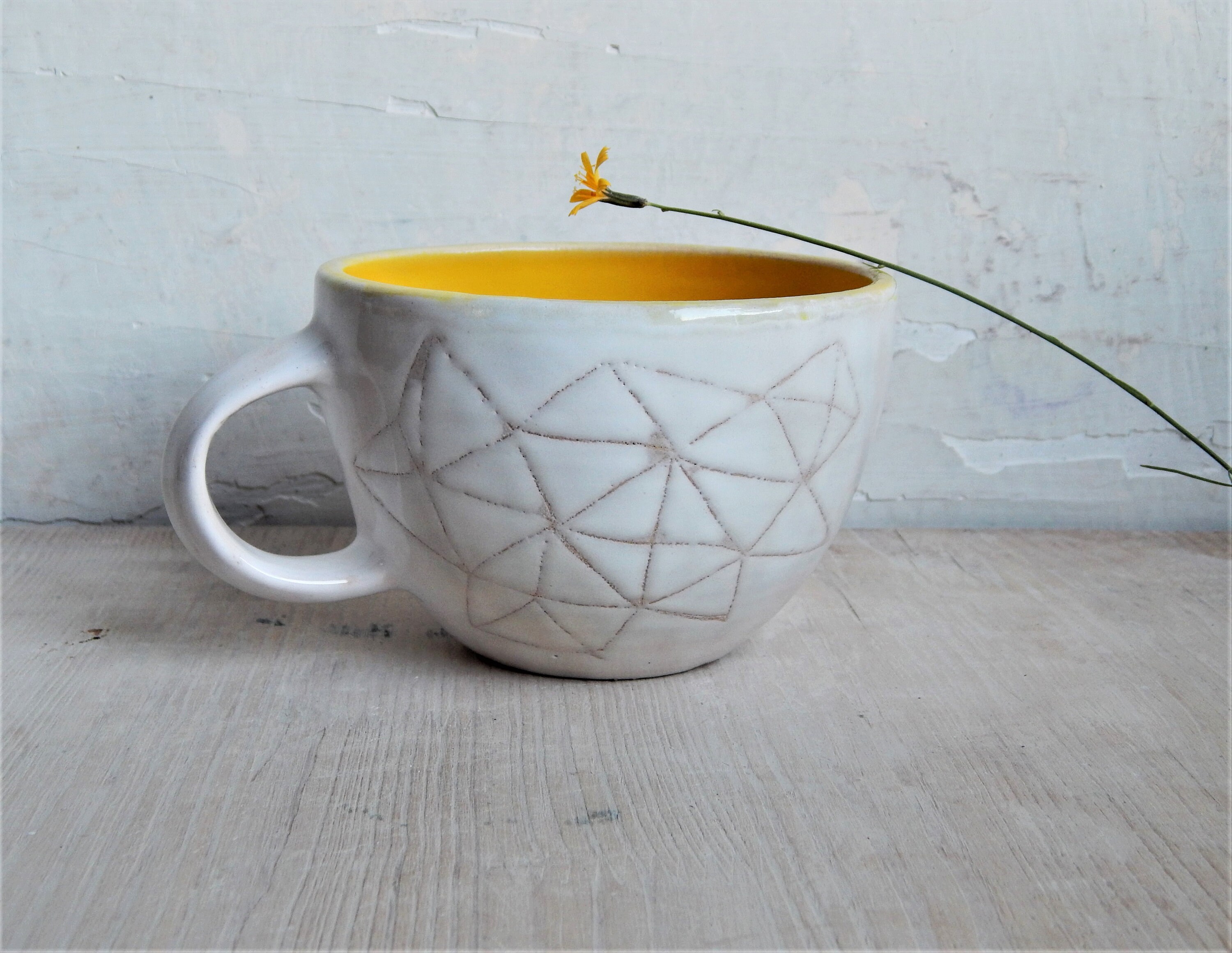 Mug With Ornament Village Cup Handmade Ceramics Gift for - Etsy