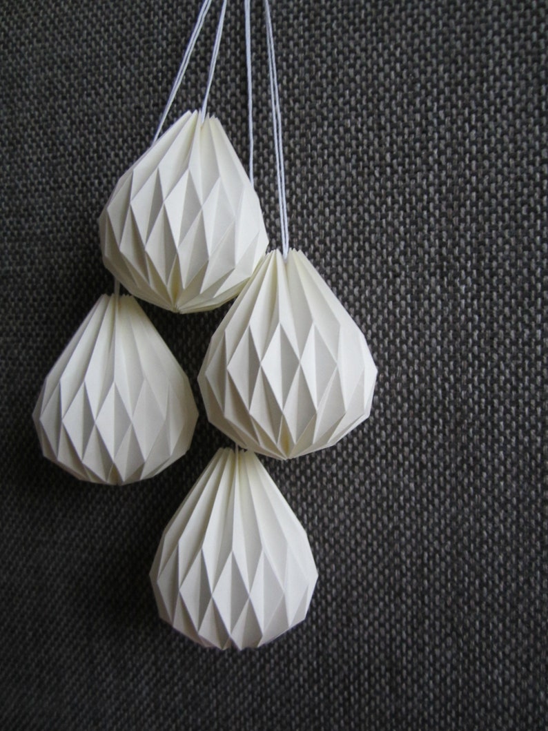 Drop of paper paper pendant origami deco paper pendant 4-set | Etsy