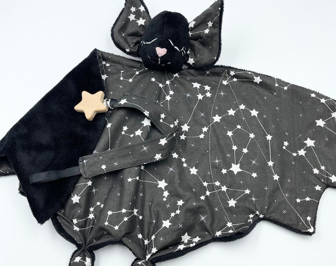 Baby Bat Security Blanket, Bat Comforter, Doudou With Pacifier Holder ...
