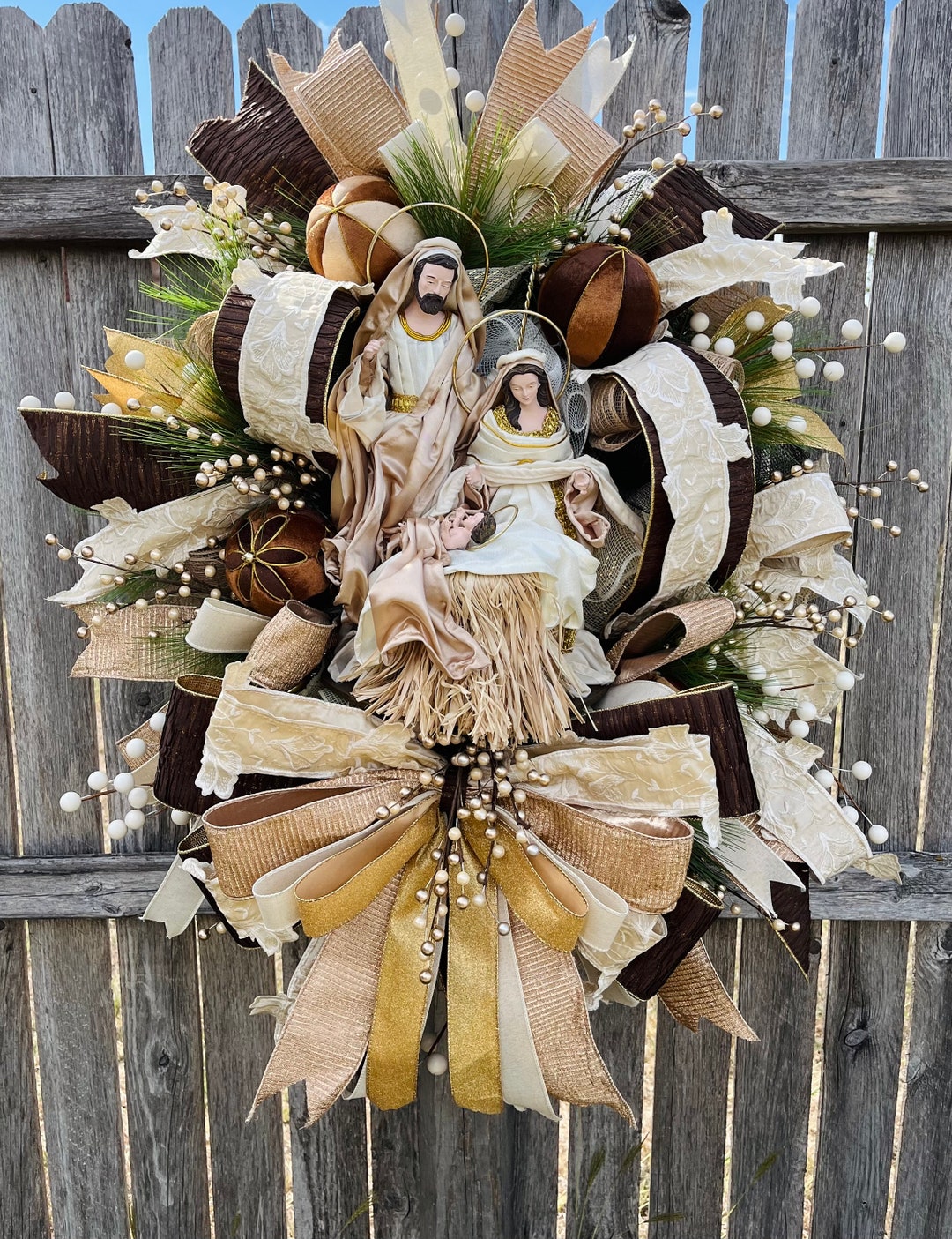 Christmas Wreath for Front Door, Jesus Wreath, Baby Jesus, Luxury ...