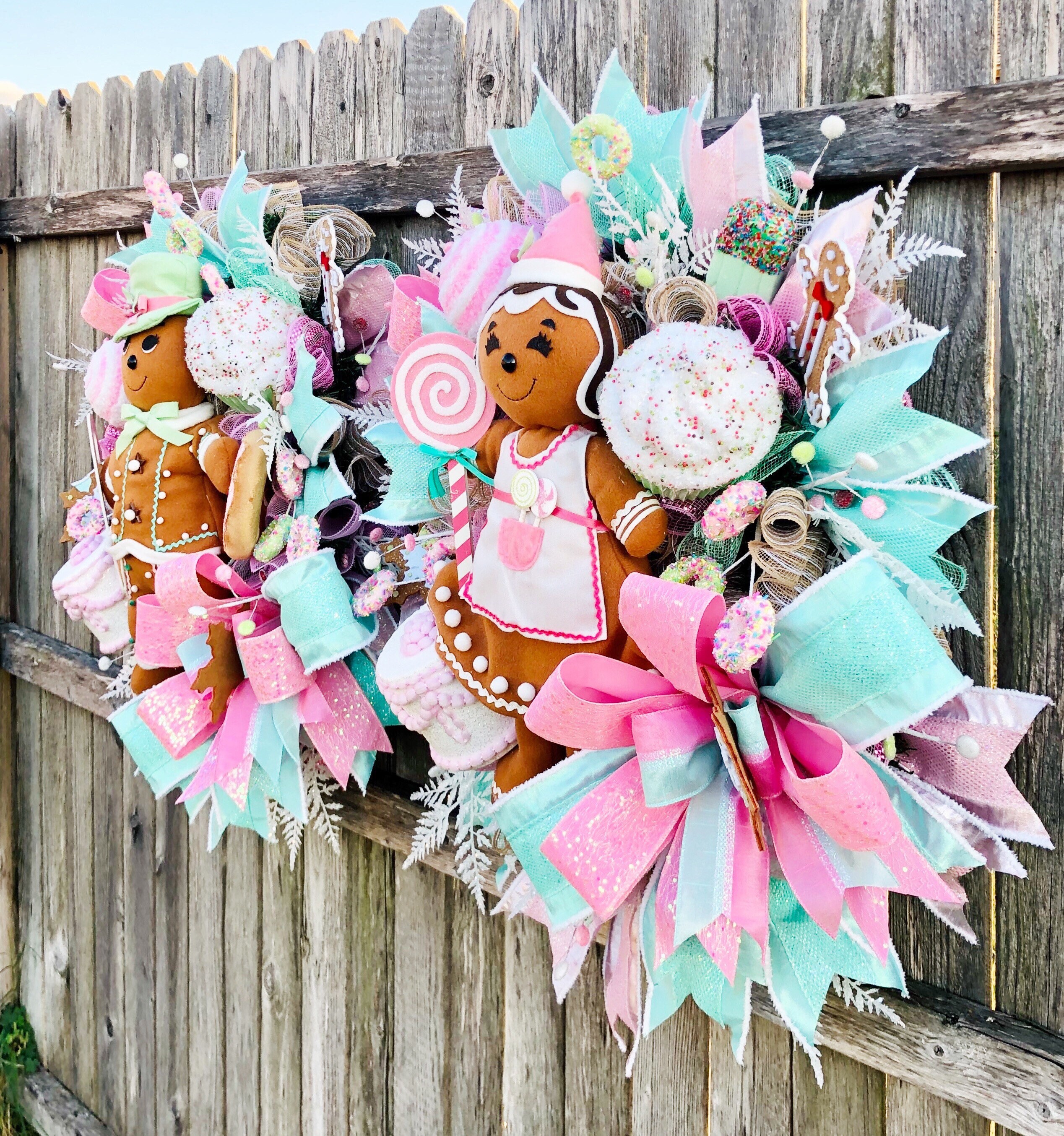 Gingerbread Wreath For Front Door Christmas Wreath | Etsy