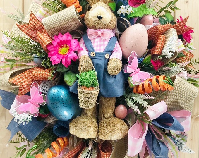 Bunny Wreath for Front Door, Easter Wreath, Easter Wreath for Front ...