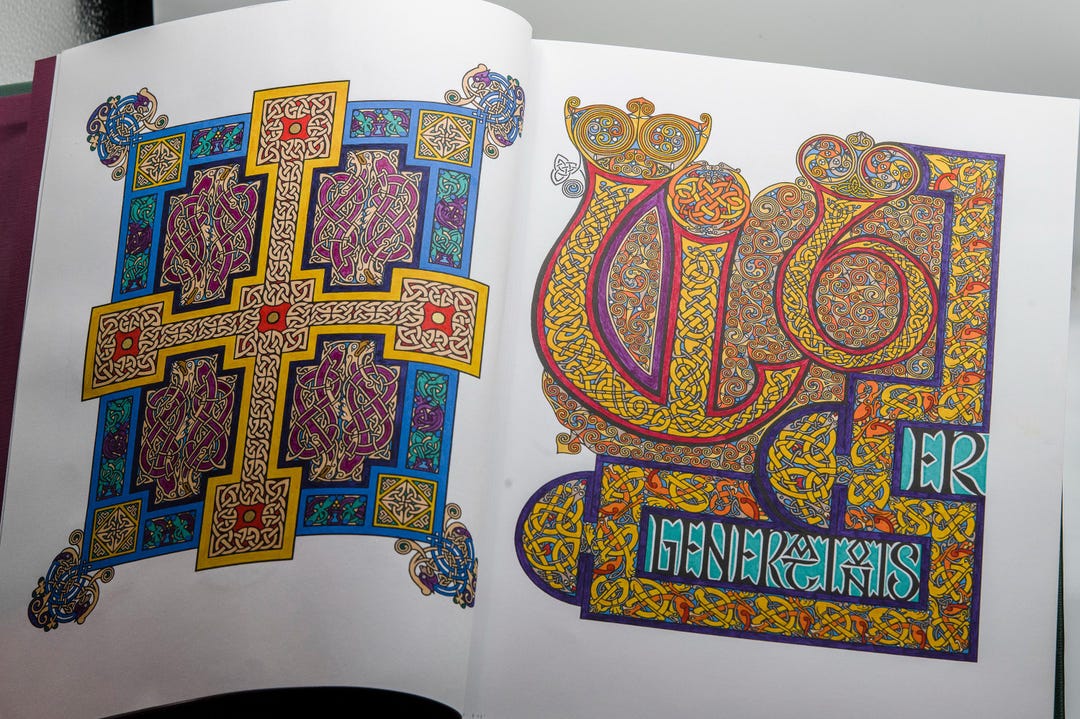 Celtic Illuminated Gospel Book - Latin and English, Book of Kells Style ...