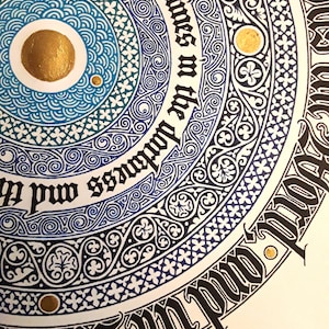 Cosmos Calligraphy Rose Window Illuminated Mandala Print - Digital ...