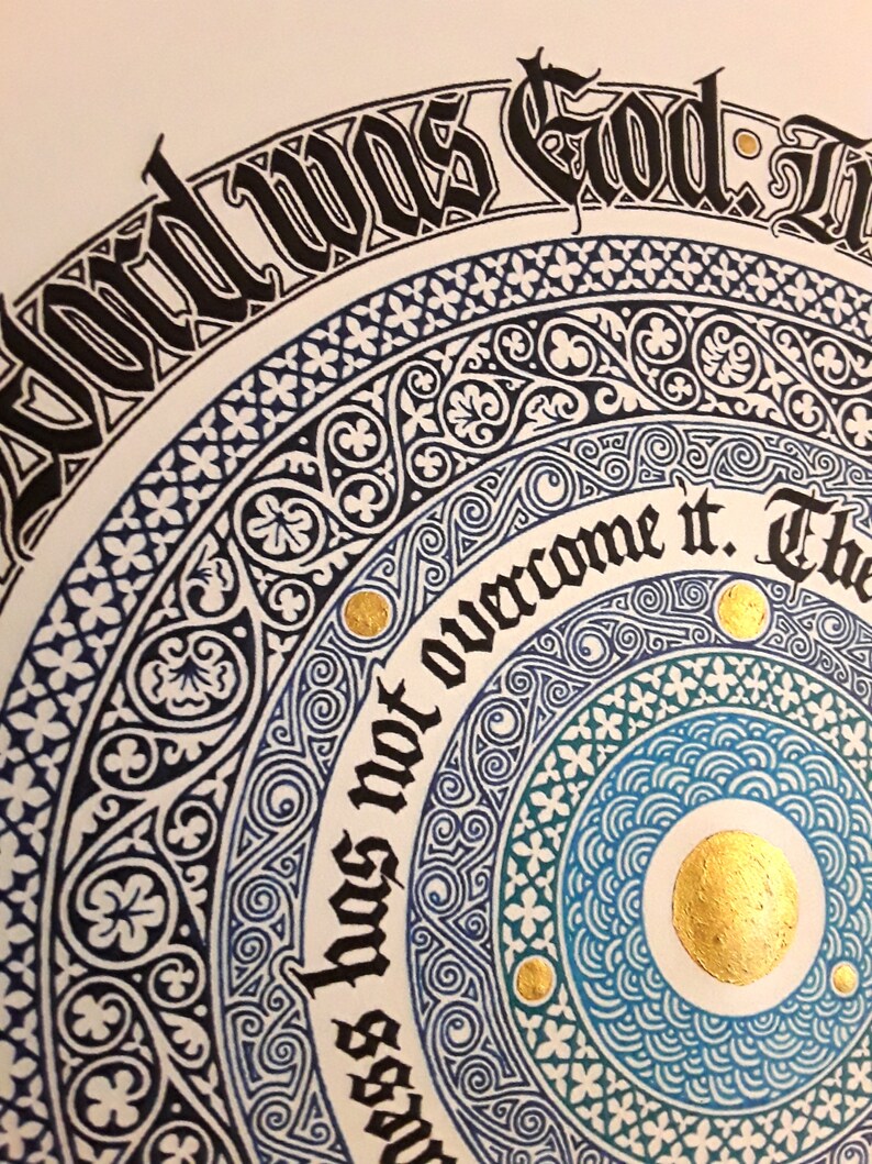 Cosmos Calligraphy Rose Window Illuminated Mandala Print - Digital ...