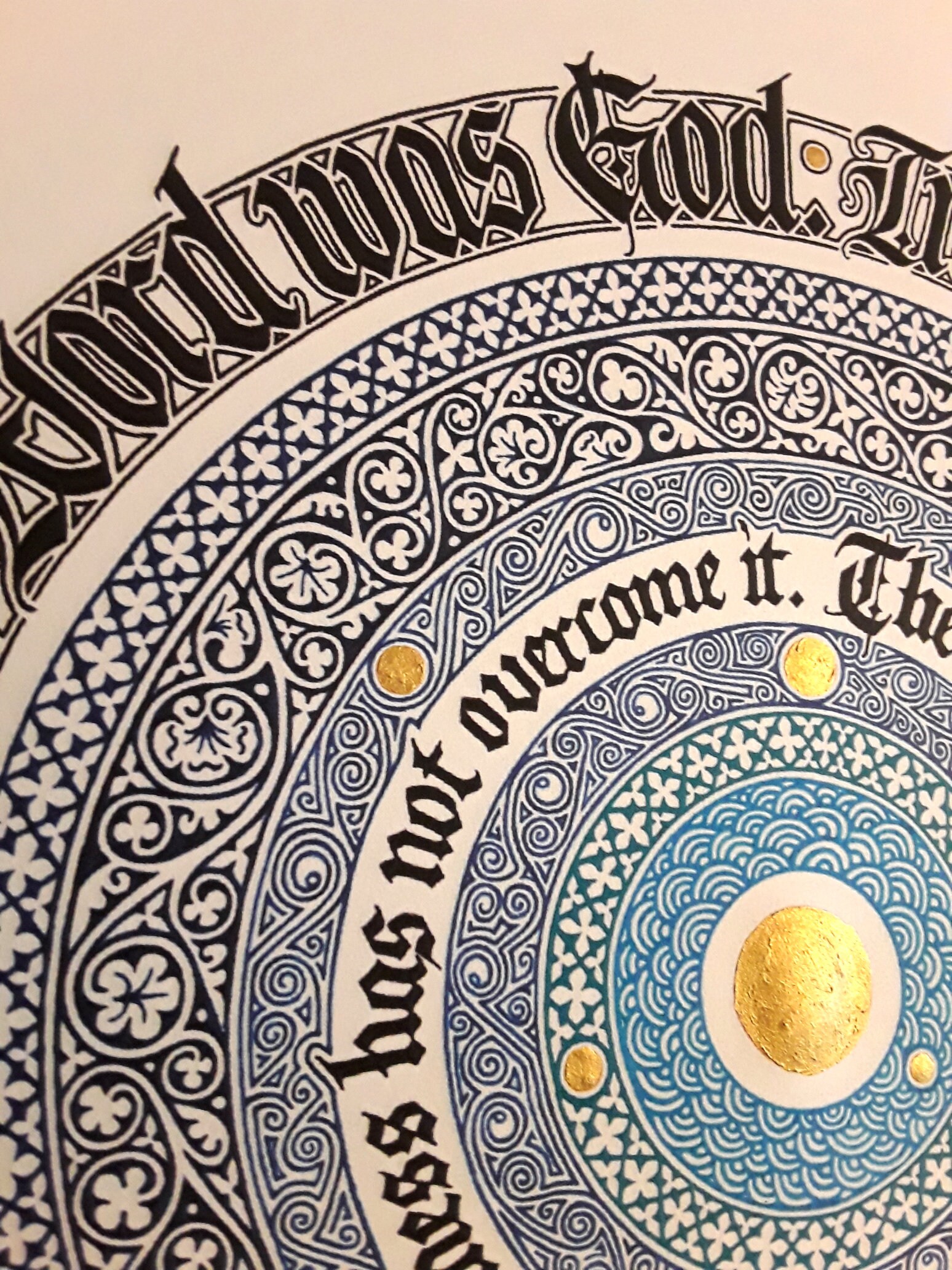 Cosmos Calligraphy Rose Window Illuminated Mandala Print - Digital ...