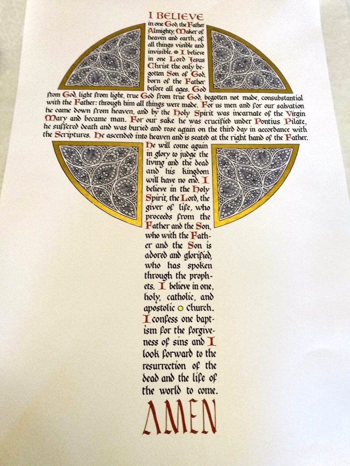 Cross Creed Rose Window Calligraphy Print - Etsy