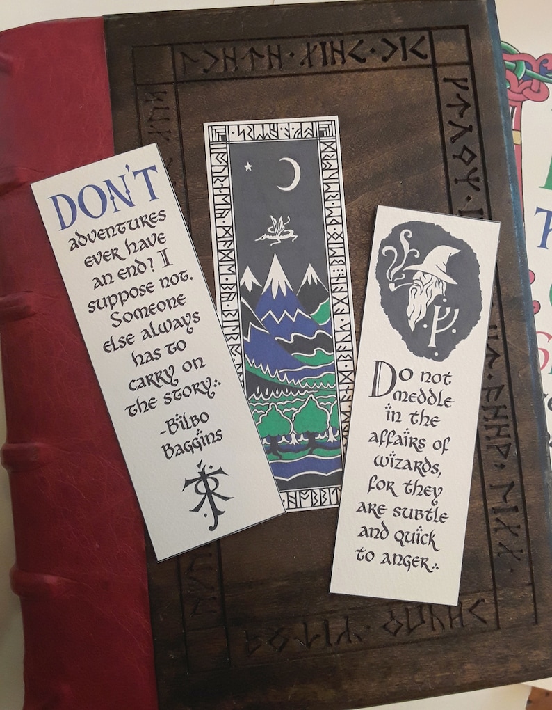 Tolkien Calligraphy Printable Bookmarks Set, Lord of the Rings Quotes ...