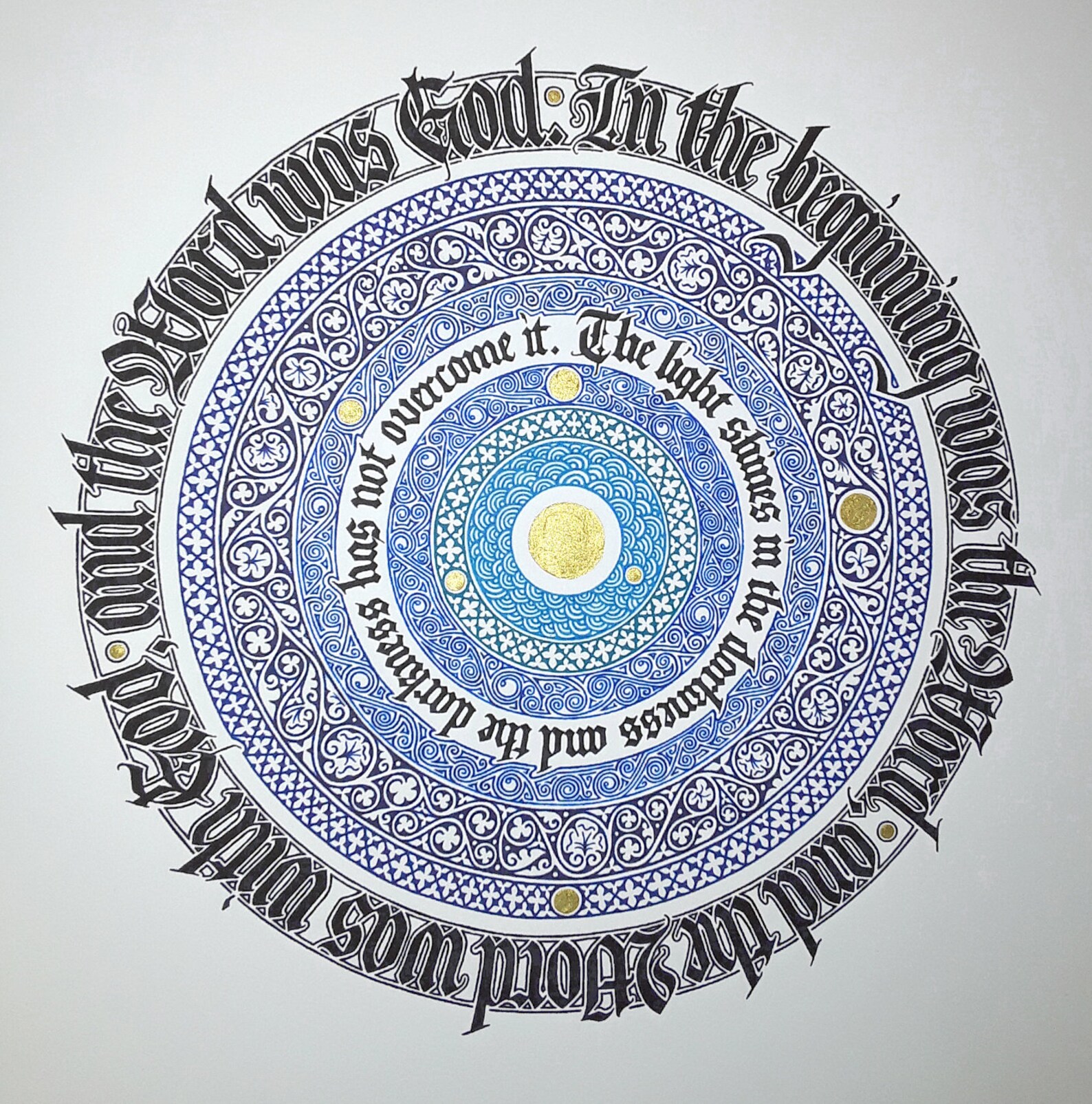 Cosmos Calligraphy Rose Window Illuminated Mandala Print - Digital ...