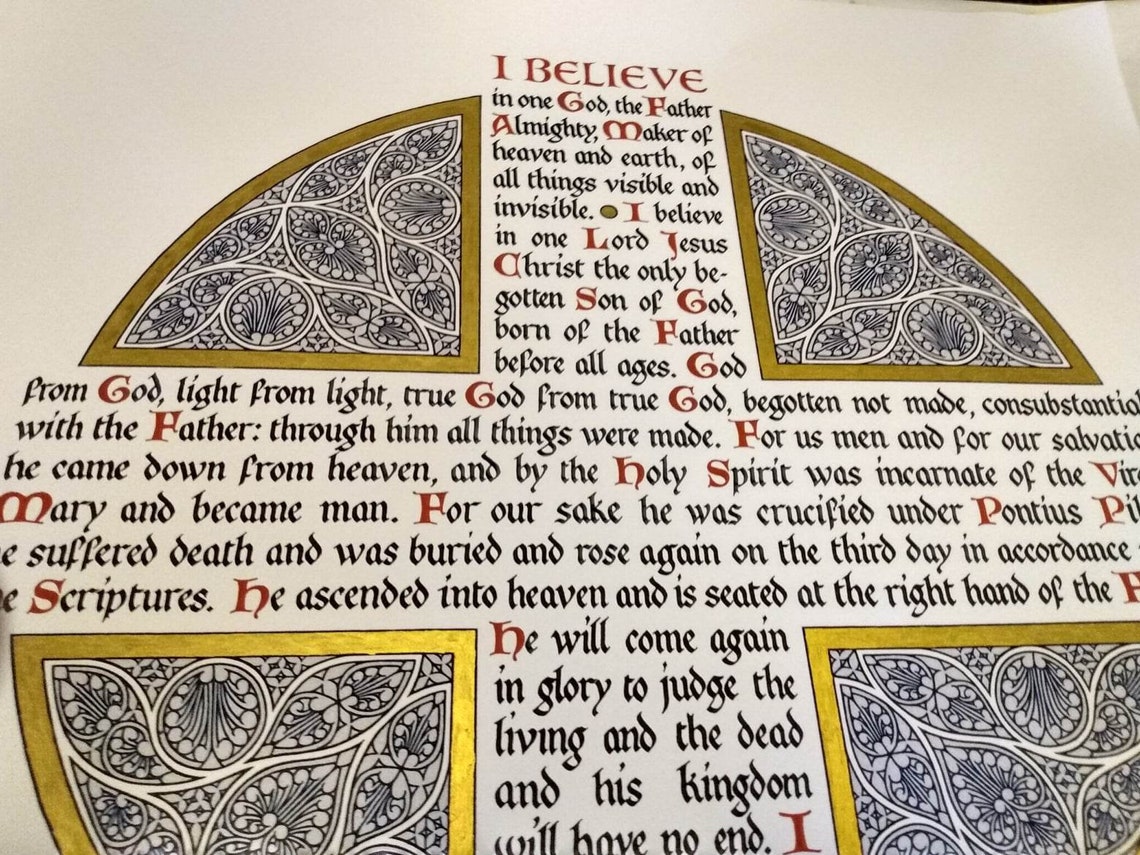 Cross Creed Rose Window Calligraphy Print - Etsy