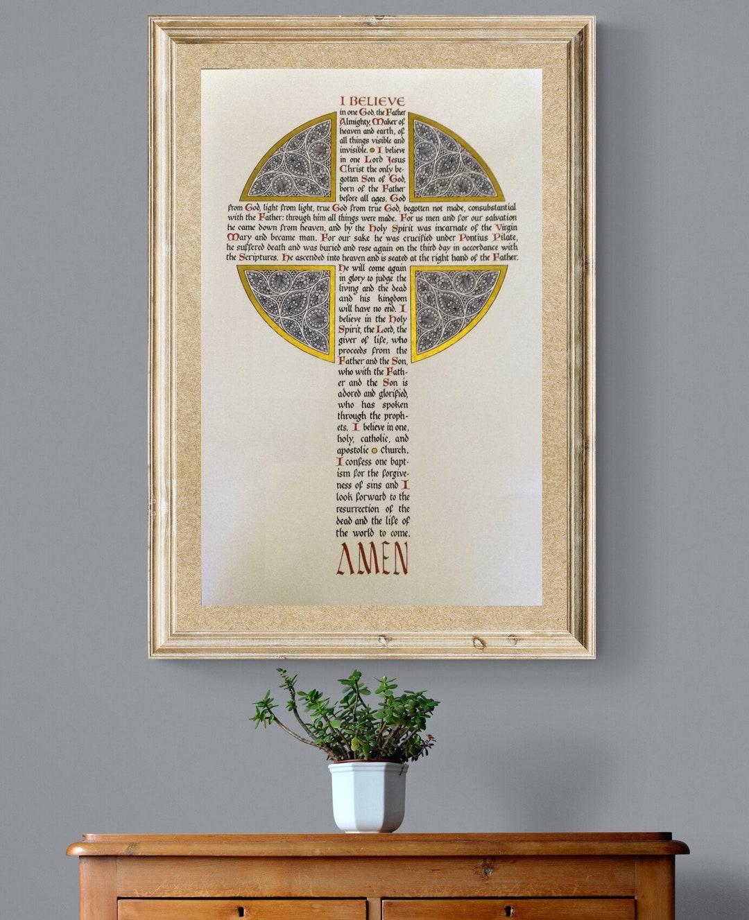 Cross Creed Rose Window Calligraphy Print - Etsy