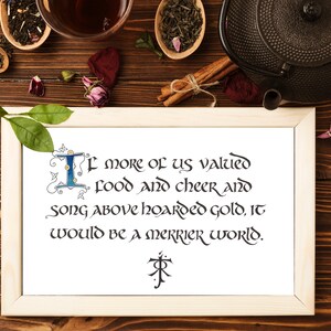 A Merrier World J.R.R. Tolkien Quote Calligraphy Art Print, Watercolor ...