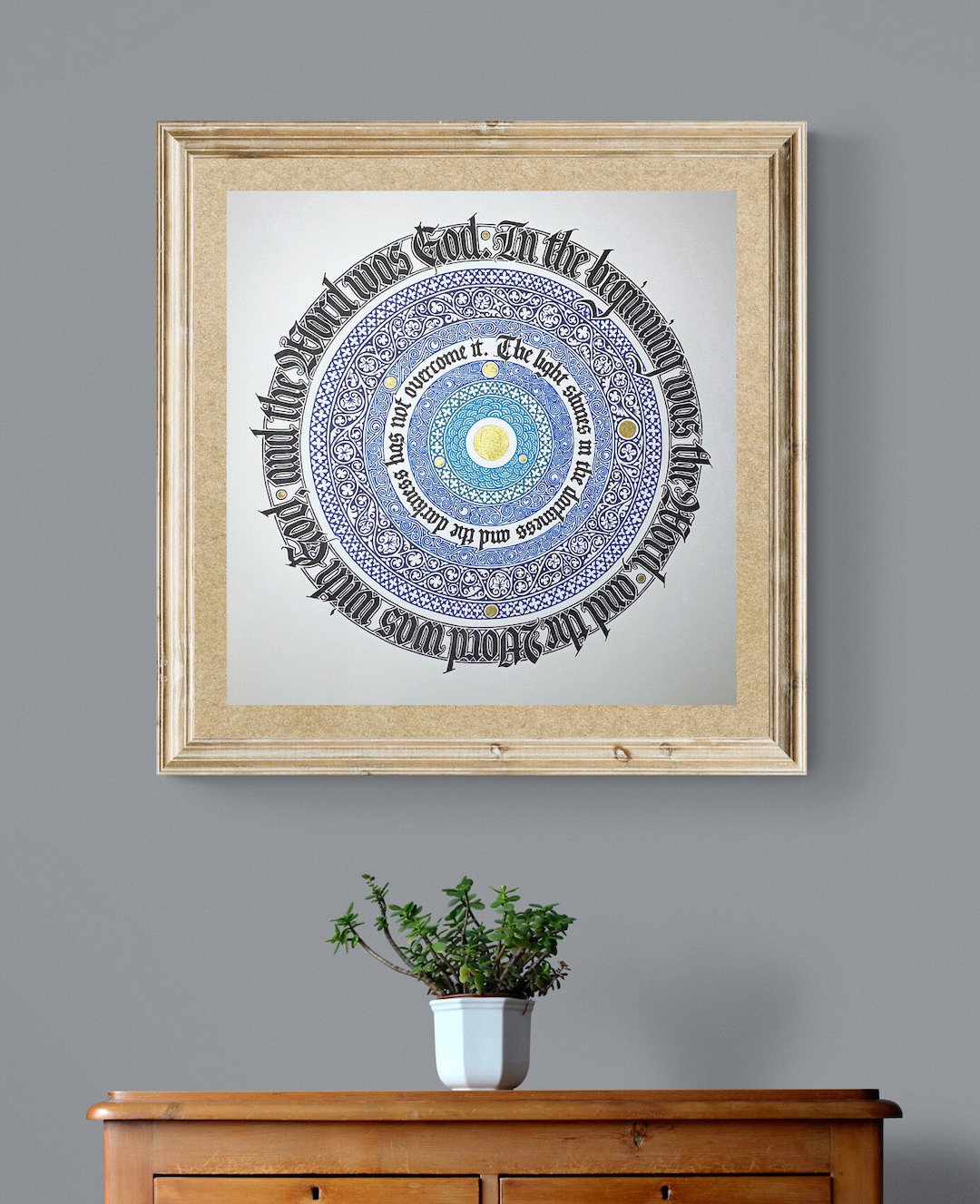 Cosmos Calligraphy Rose Window Illuminated Mandala Print - Digital ...