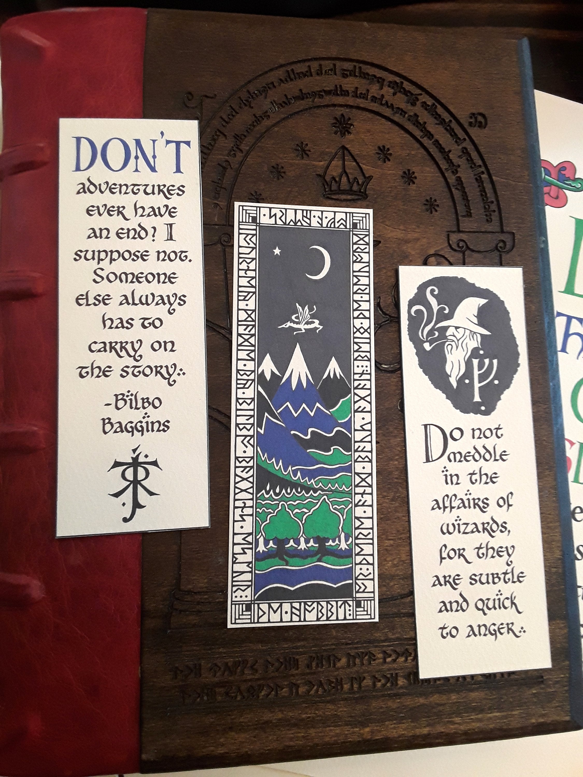 Tolkien Calligraphy Printable Bookmarks Set, Lord of the Rings Quotes ...