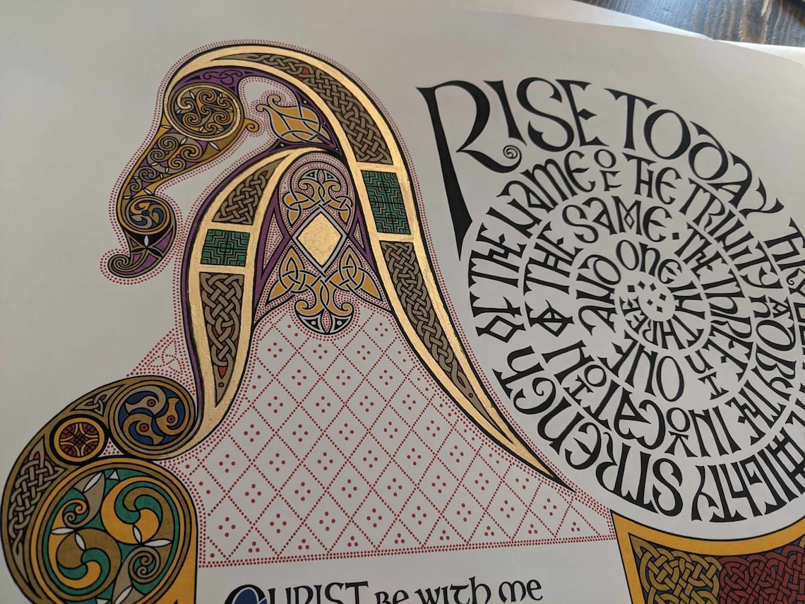 Celtic Illumination, Lorica of St. Patrick, Calligraphy, Framed ...