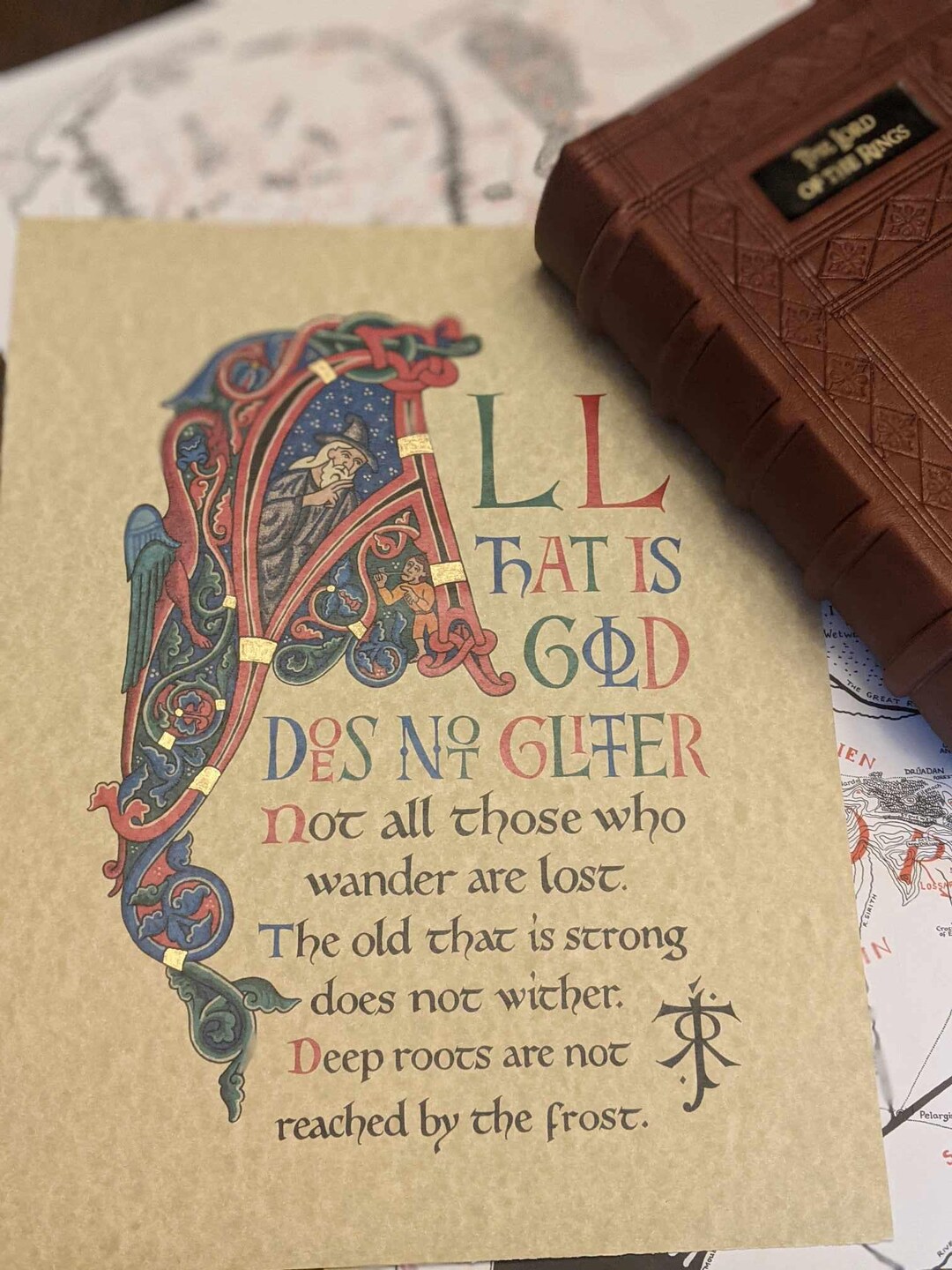 Lord of the Rings Illuminated Calligraphy Poem - Digital Print - Etsy