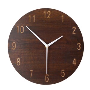 Oak Clock With Walnut Colour, Minimalist Clock, Walnut Colour Clock ...