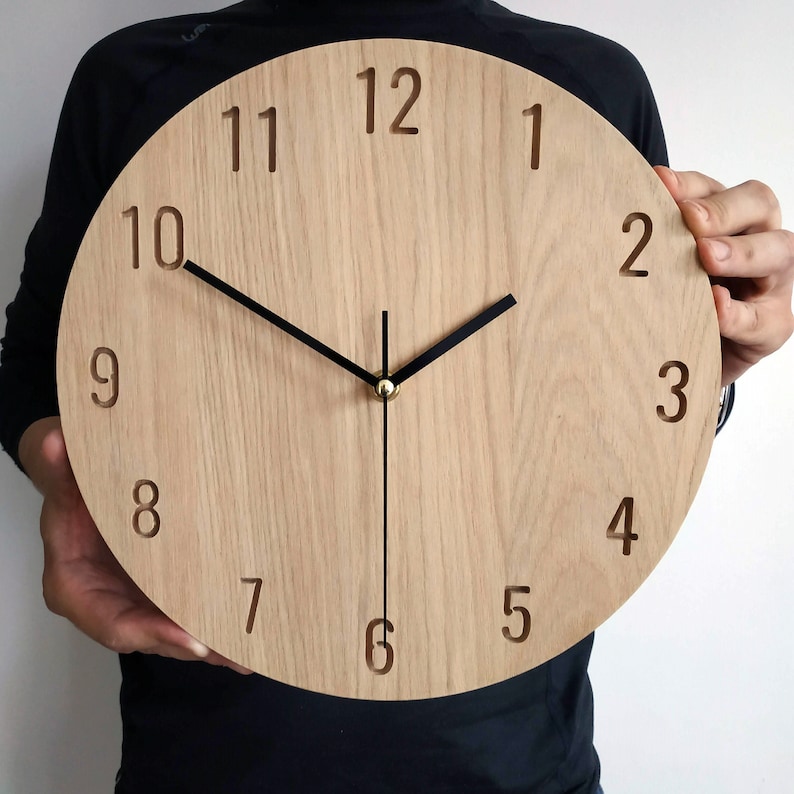 Modern Clock Unique Wall Clock Numbers Clock Minimalist Oak - Etsy