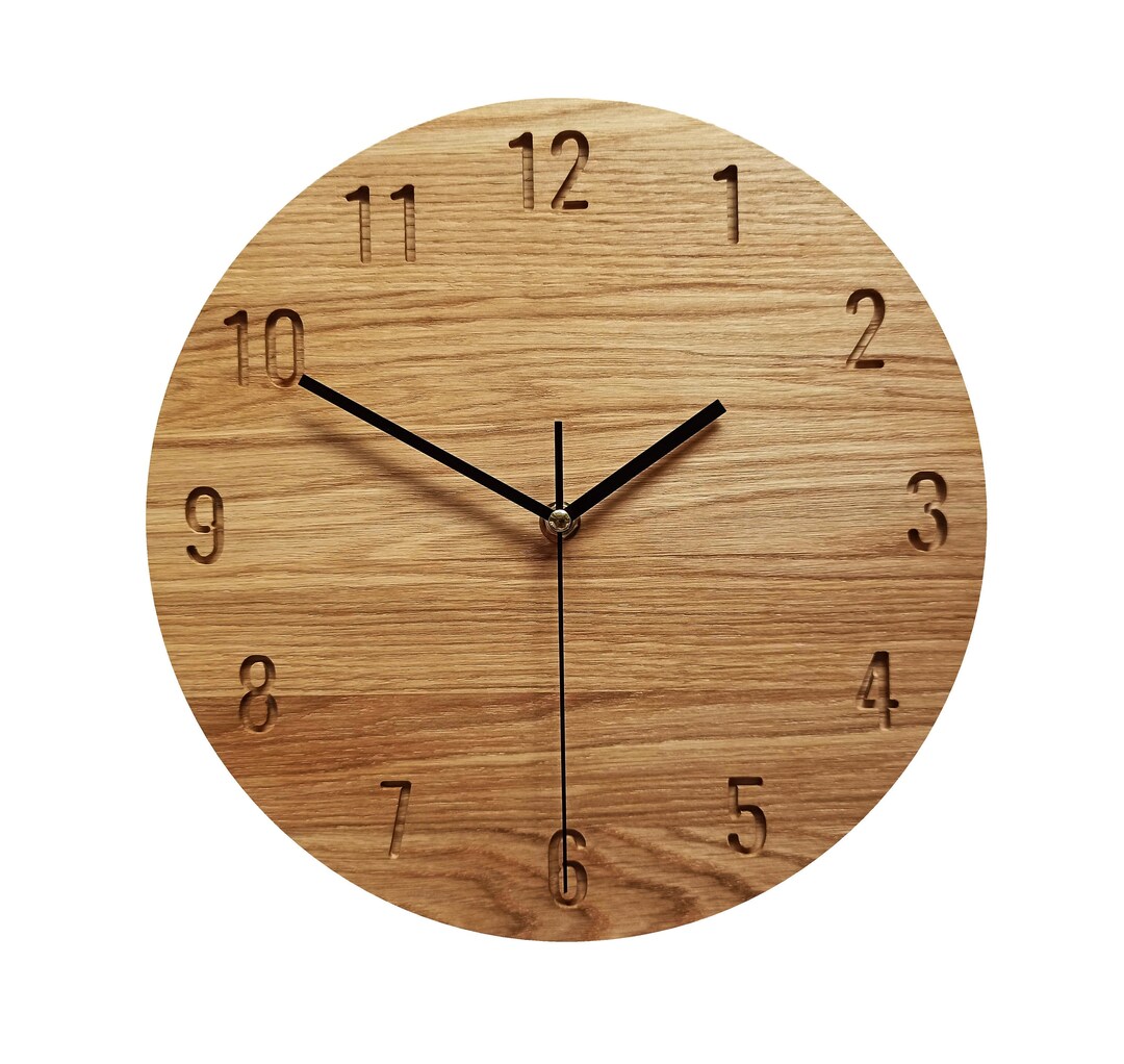 Warm Shade Oak Clock, Natural Resin, Modern Clock, 28cm (11''), Wood ...