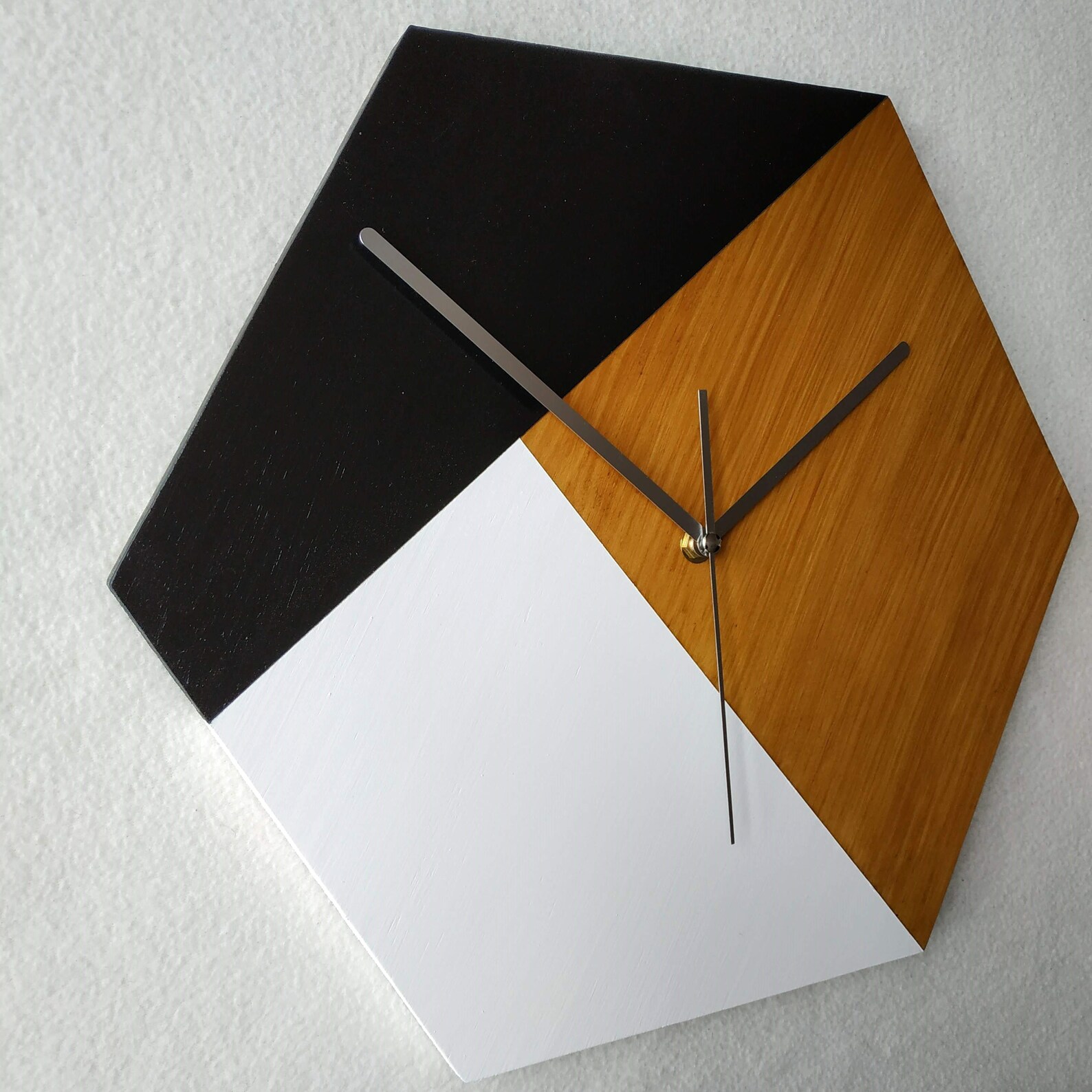 Hexagon Clock Wood Wall Clock Modern Clock Large Wall - Etsy