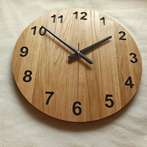 Oak Resin Wood Clock, 14'' 36cm, Minimalist Clock, Modern Clock, Large ...
