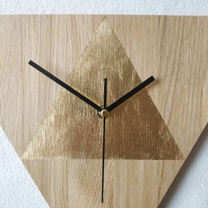 Gold Oak Triangle Wall Clock: Modern Minimalist Decor - Etsy
